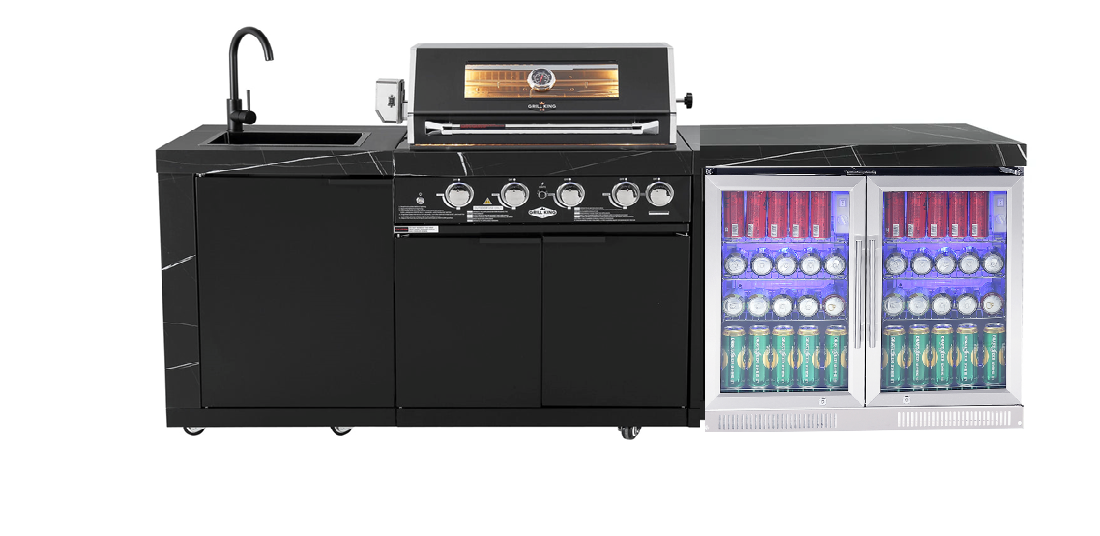 2.4M Rockpool 4B: Designer Black Outdoor BBQ Kitchen Package inc Fridg ...